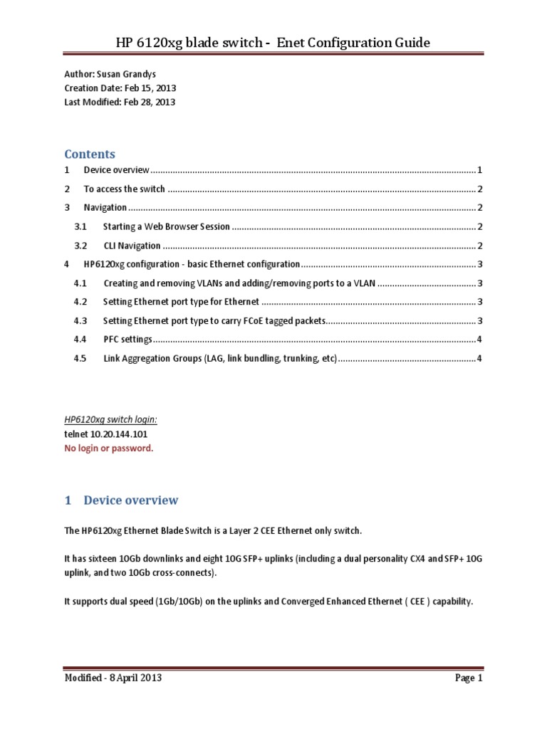 HP 6120xg Config | PDF | Network Switch | Command Line Interface