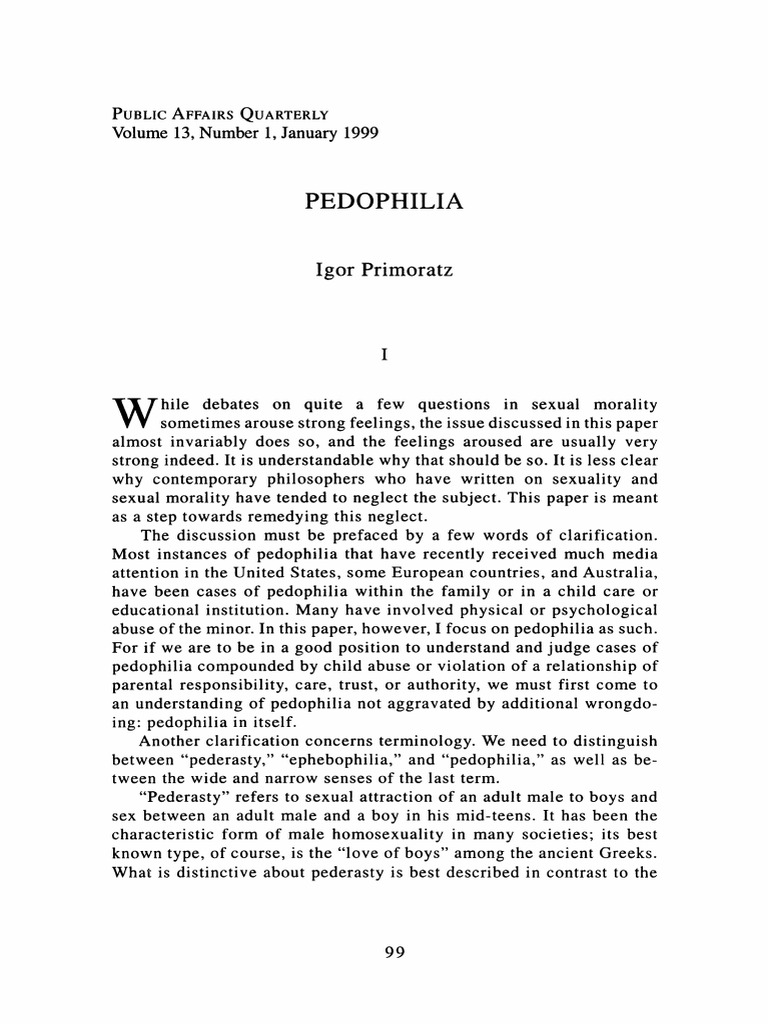 Understanding Pedophilia: A Philosophical Analysis | PDF | Pedophilia ...
