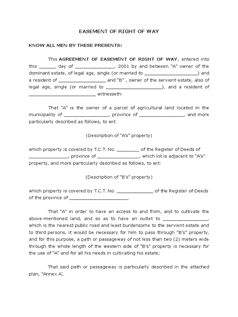 Easement of Right of Way | PDF