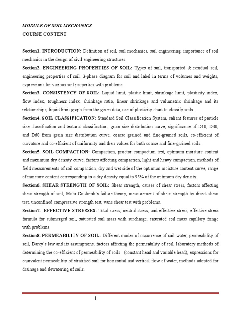 Soil Mechanics Module, CED 201 | PDF | Soil Mechanics | Sand