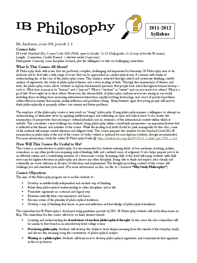 IB Philosophy Course Overview | PDF | Test (Assessment) | Curriculum