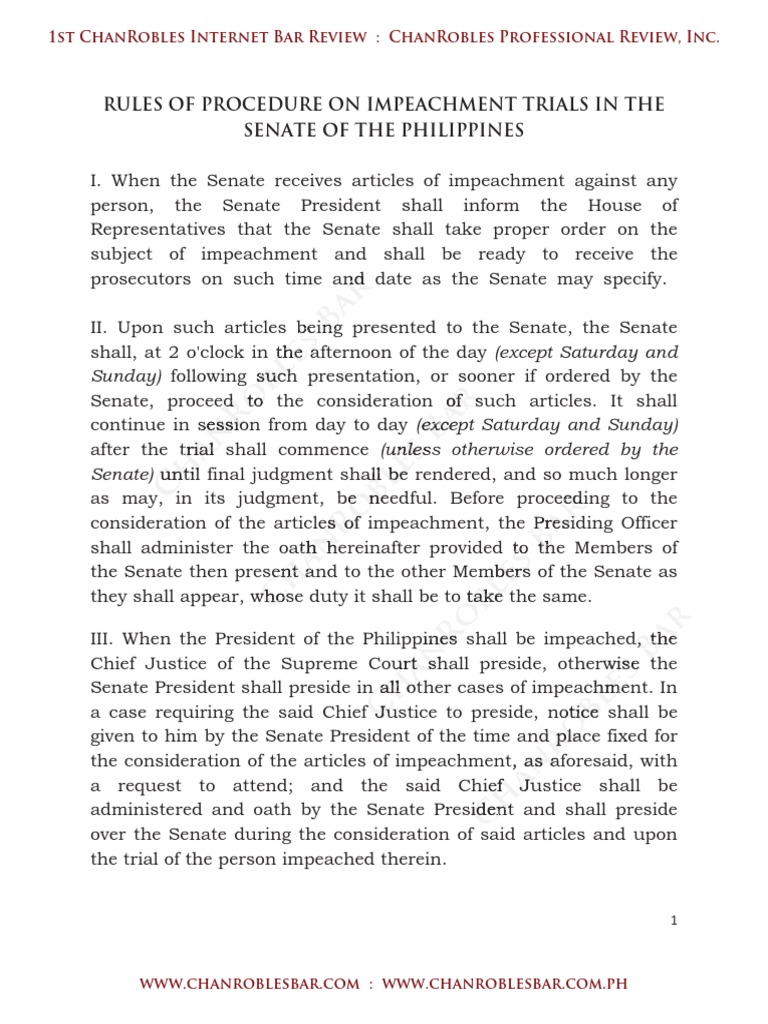 Senate Impeachment Trial Procedures | PDF | Impeachment | United States ...