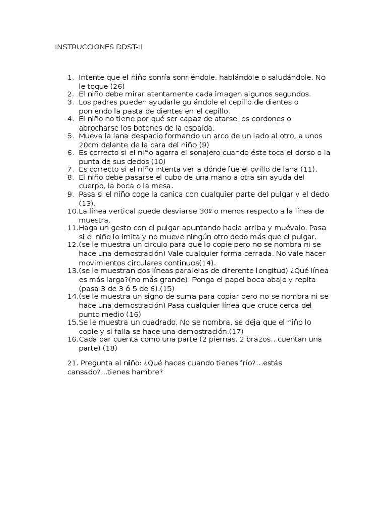 Instrucciones para DDST-II | PDF