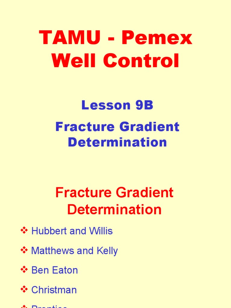 9B. Fracture Gradient Determination | PDF | Casing (Borehole) | Pressure