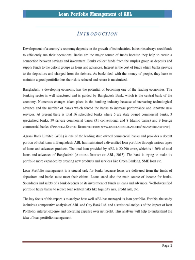 Report On Loan Portfolio Management | PDF | Coefficient Of ...