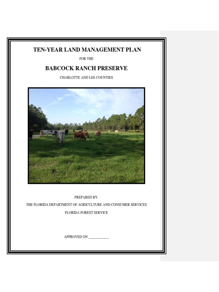 Second Draft of Babcock Ranch Preserve Management Plan | PDF | Forestry ...