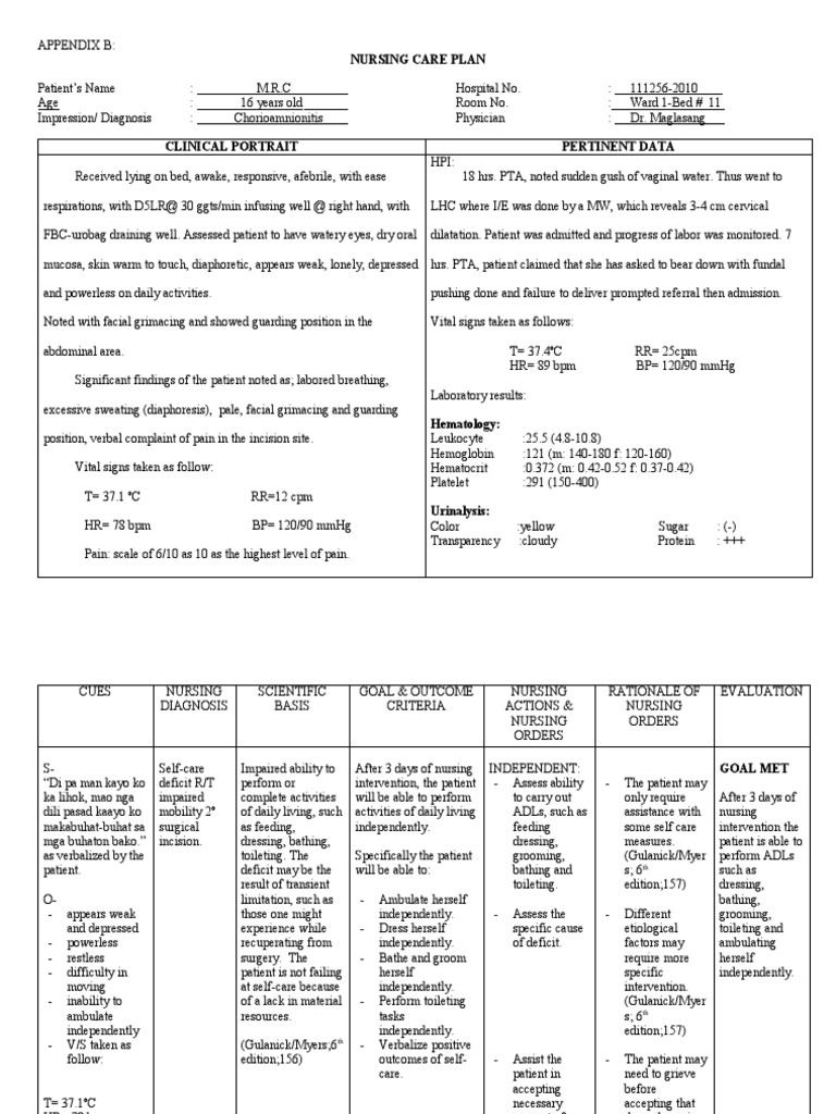Chorioamnionitis NCP | PDF
