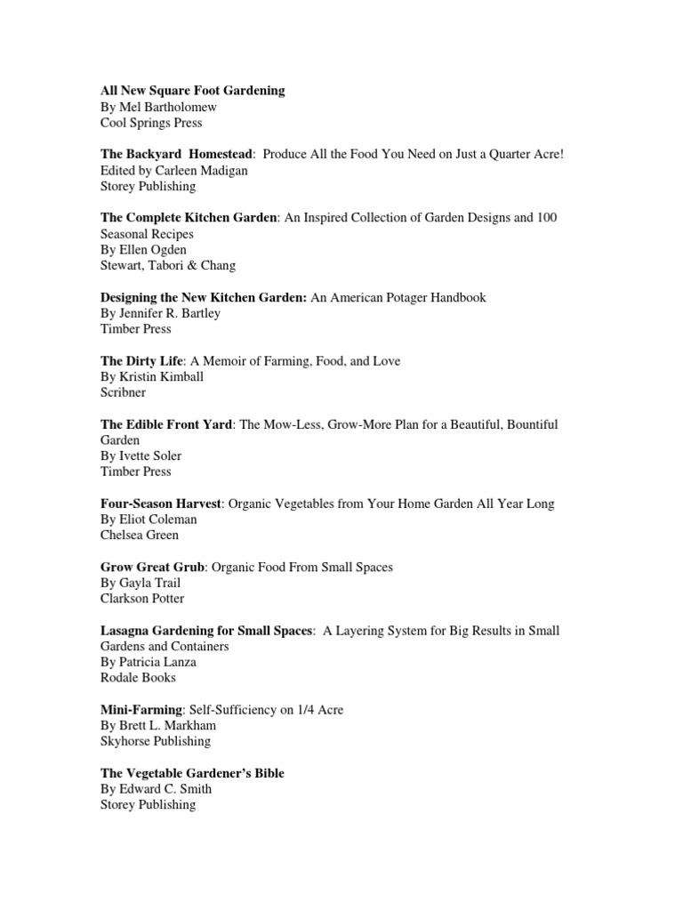 Gardening Books Resource List | PDF