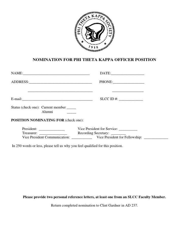 Officer Nomination Form 2011 | PDF