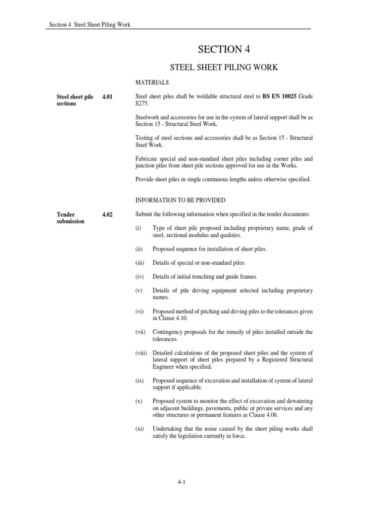 Steel Sheet Piling Specifications | PDF | Deep Foundation | Engineering ...