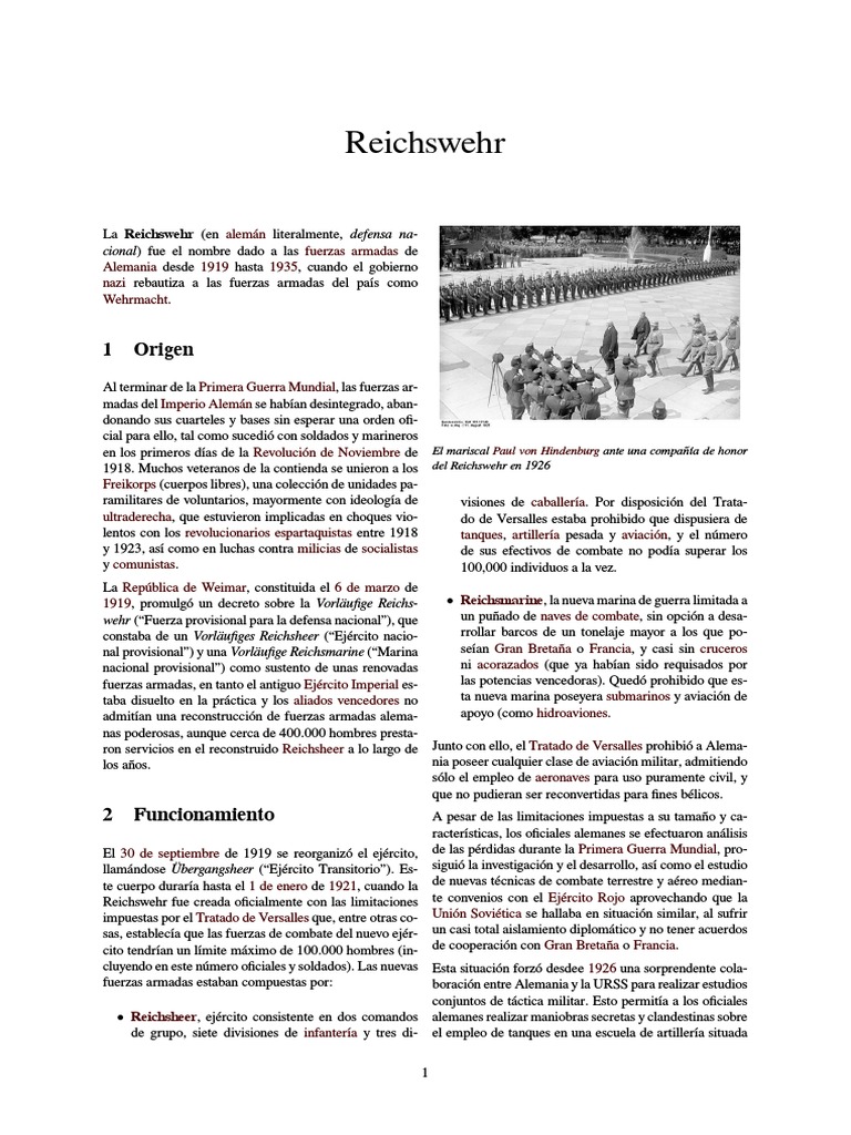 Historia de la Reichswehr (1919-1935) | PDF | Militar | Seguridad nacional