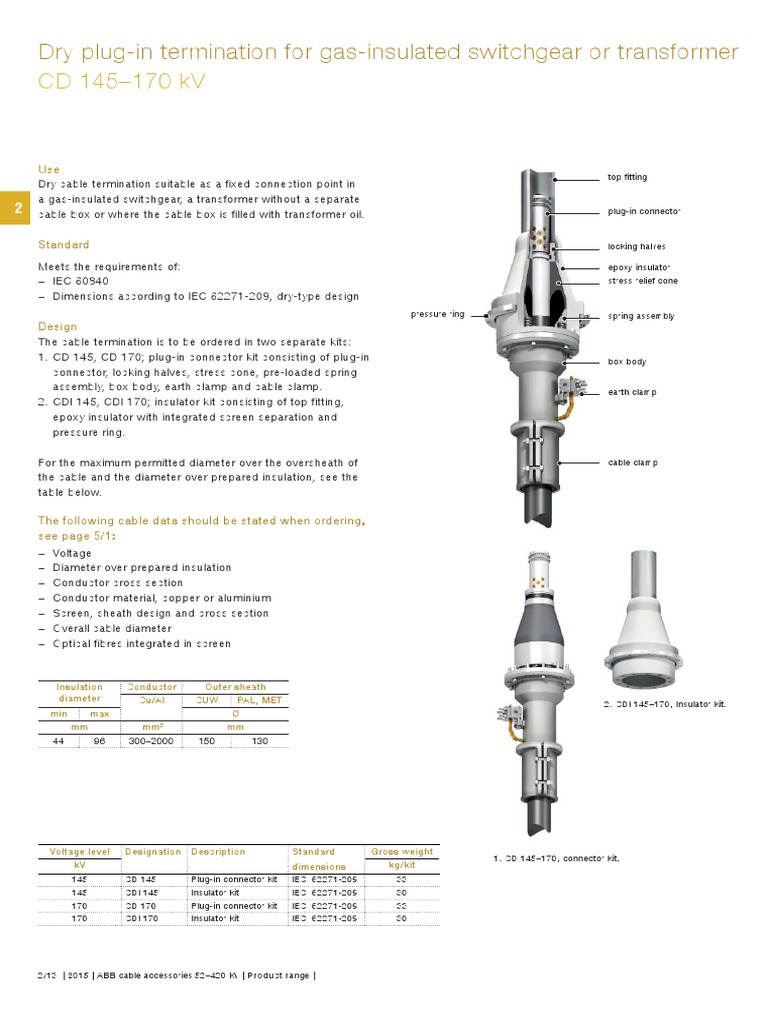 2015 - Catalog - ABB Cable Accessories 145-170 KV - English - Cable ...