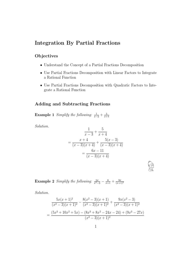 Integration by Partial Fractions | Fraction (Mathematics) | Numerical ...