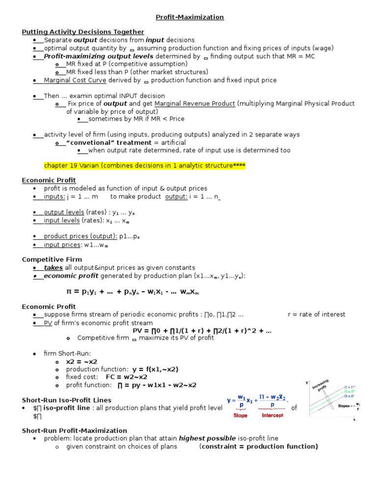 Profit Maximization | PDF | Production Function | Profit (Economics)