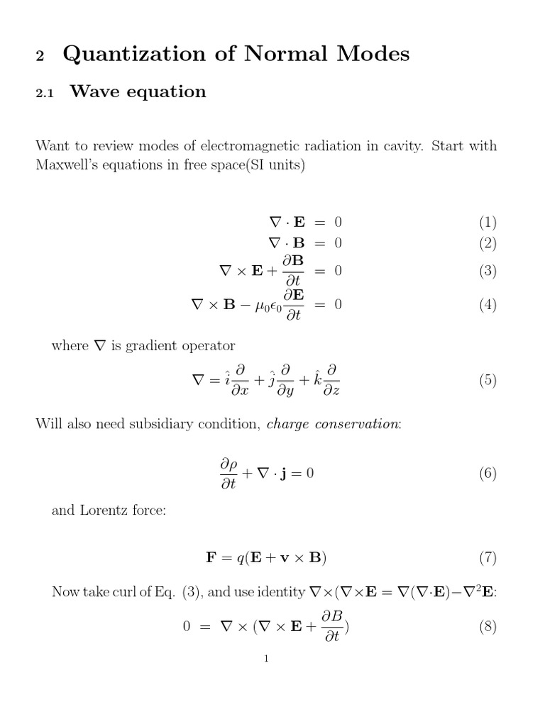 Quantization of Normal Modes: Wave Equation | PDF | Normal Mode | Wave ...