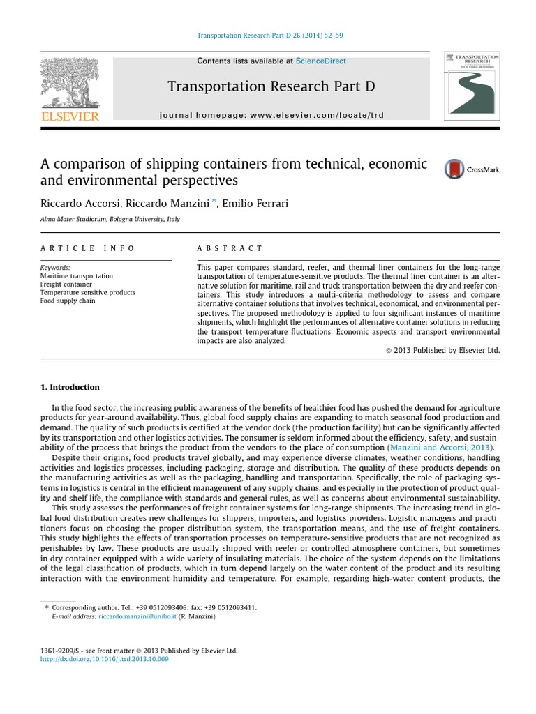 A Comparison of Shipping Containers From Technical, Economic and ...