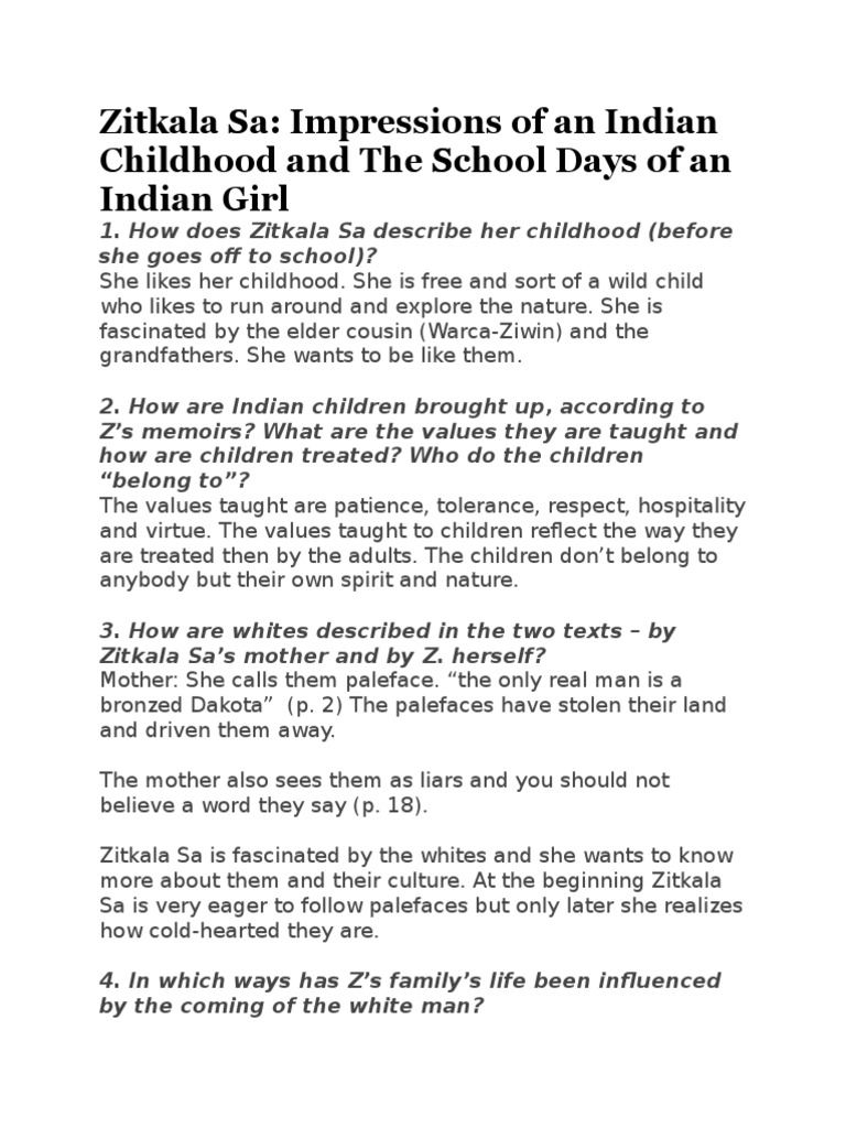 Zitkala Sa Q&a | Download Free PDF | Native Americans In The United ...