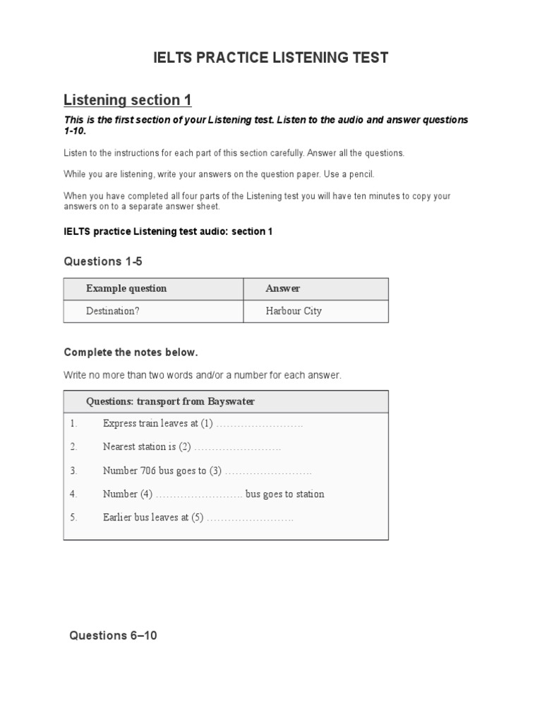 Ielts Practice Listening Test (Pretest) | PDF | International English ...