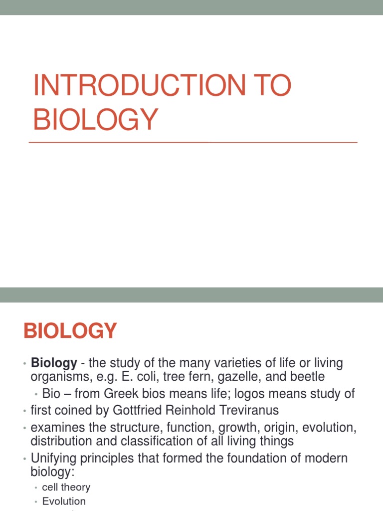 Introduction To Biology | PDF | Biology | Evolution