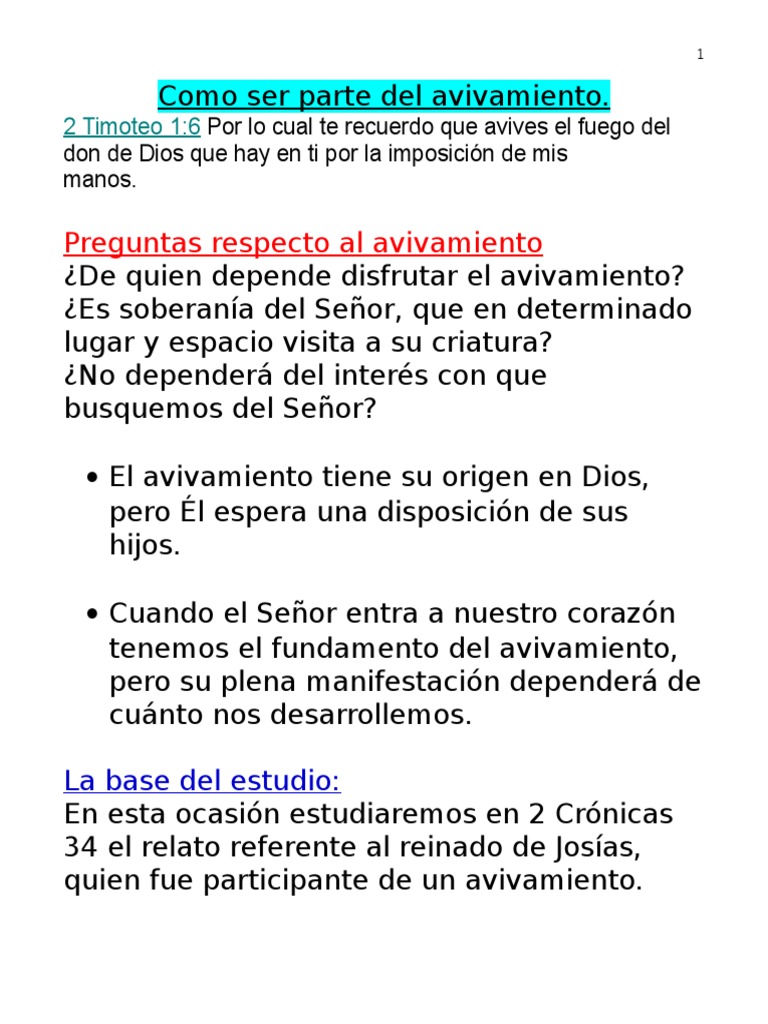 Cómo Participar Del Avivamiento - Docx Discipulado General | PDF ...
