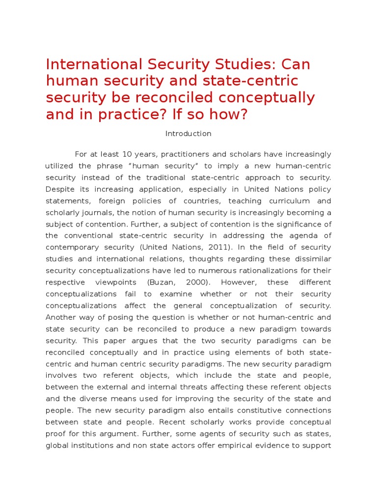 Human Security and National Security | PDF | Human Security ...