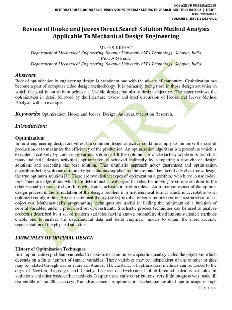 Review of Hooke and Jeeves Method | PDF | Mathematical Optimization | Algorithms