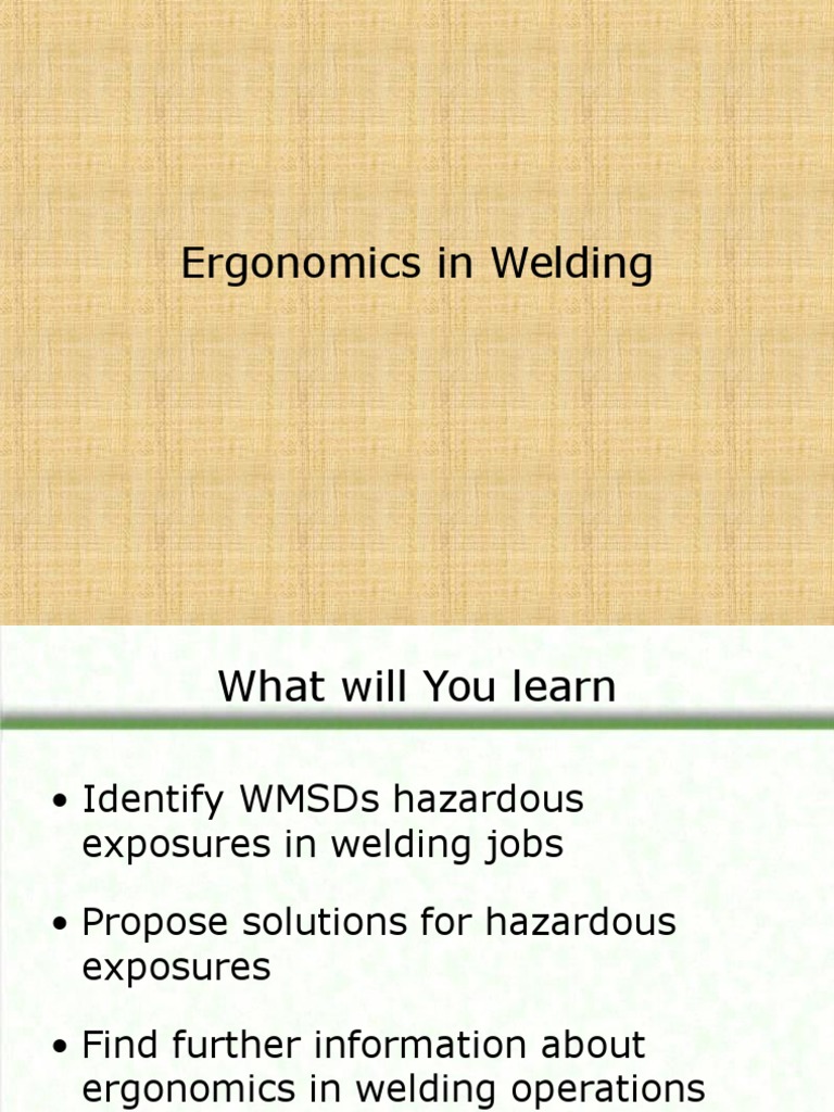 Ergonomics in Welding Operations | PDF | Human Musculoskeletal System ...