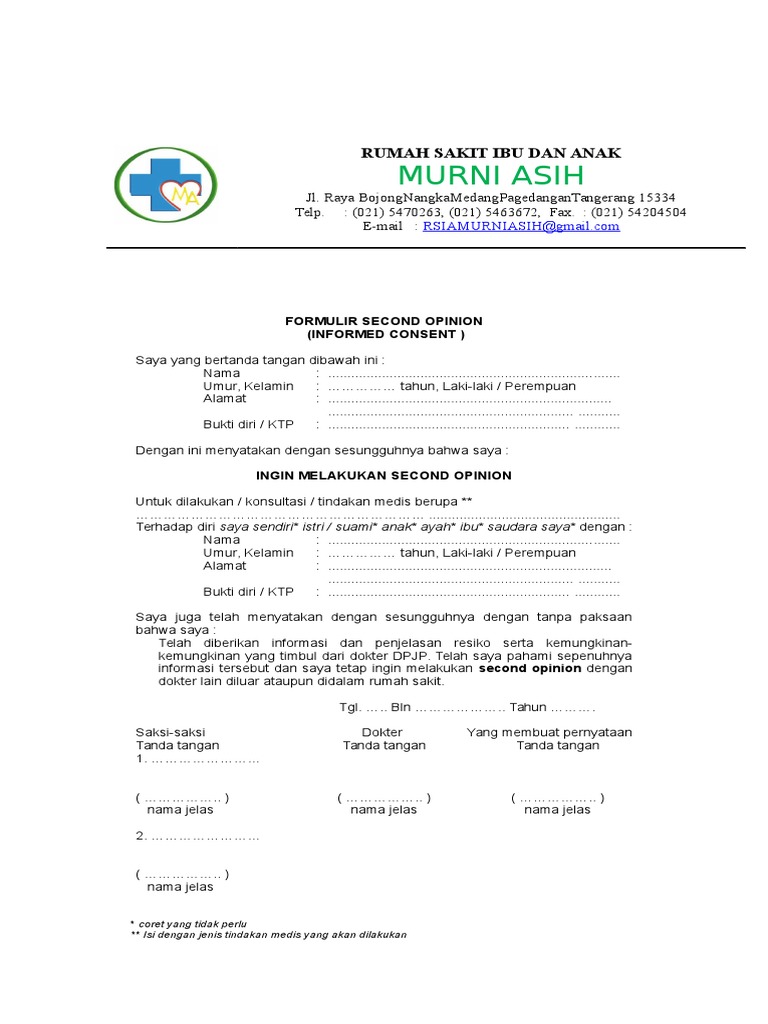 Formulir Second Opinion | PDF