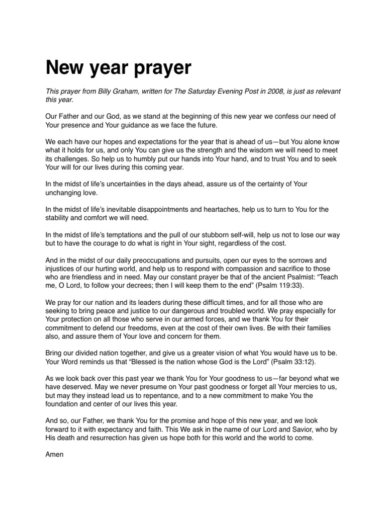 A Prayer For The New Year | PDF | Prayer | Lord's Prayer