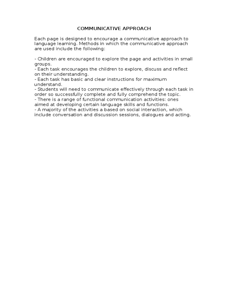 Communicative Approach to Language Learning | PDF