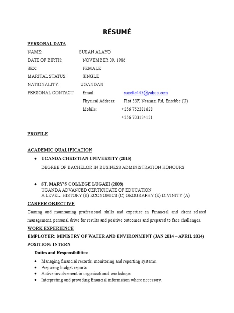 My CV | PDF | Uganda | Cheque