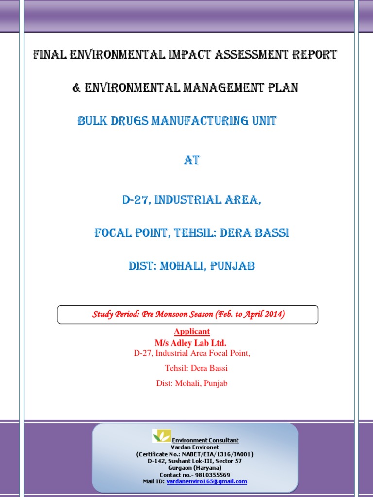 EIA report | Environmental Monitoring | Environmental Impact Assessment
