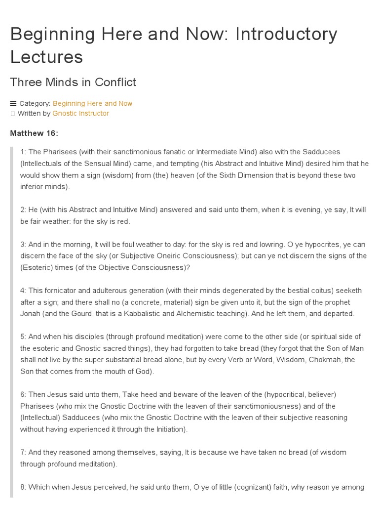 The Three Minds in Conflict | PDF | Wisdom | Pharisees