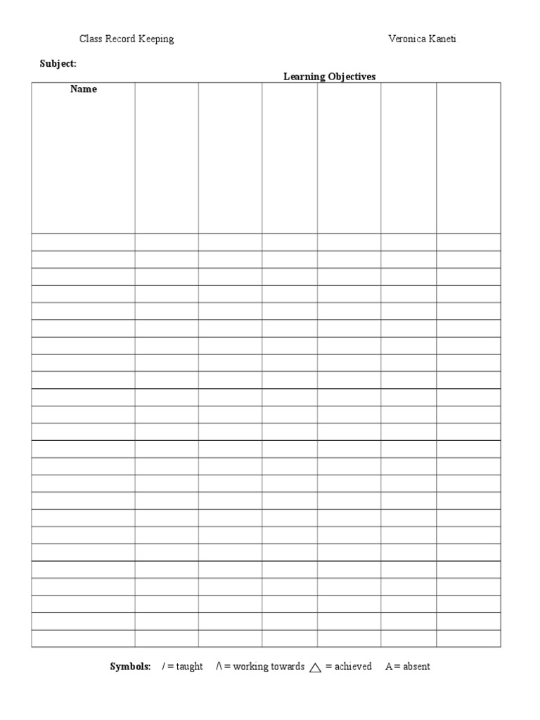 Class Record Template | PDF