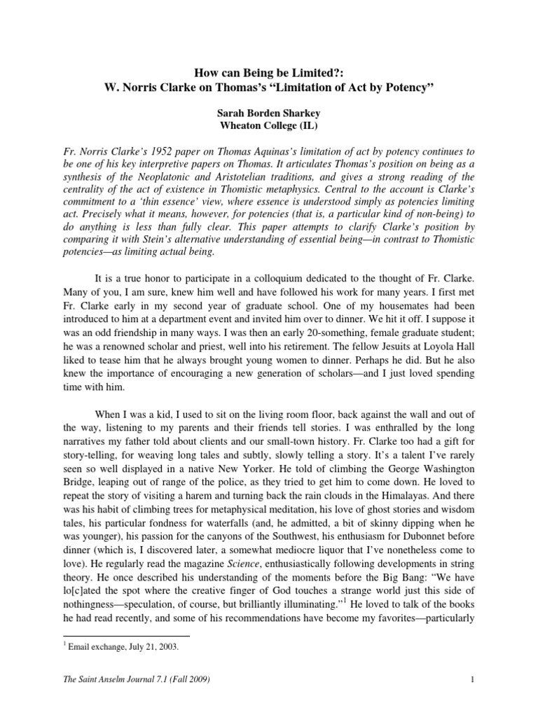 Thomas's "Limitation of Act by Potency" | PDF | Neoplatonism | Thomism