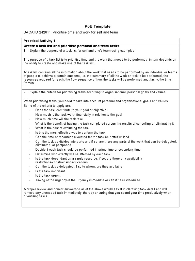 US 242811 Prioritise Time and Work For Self and Team | PDF | Time ...