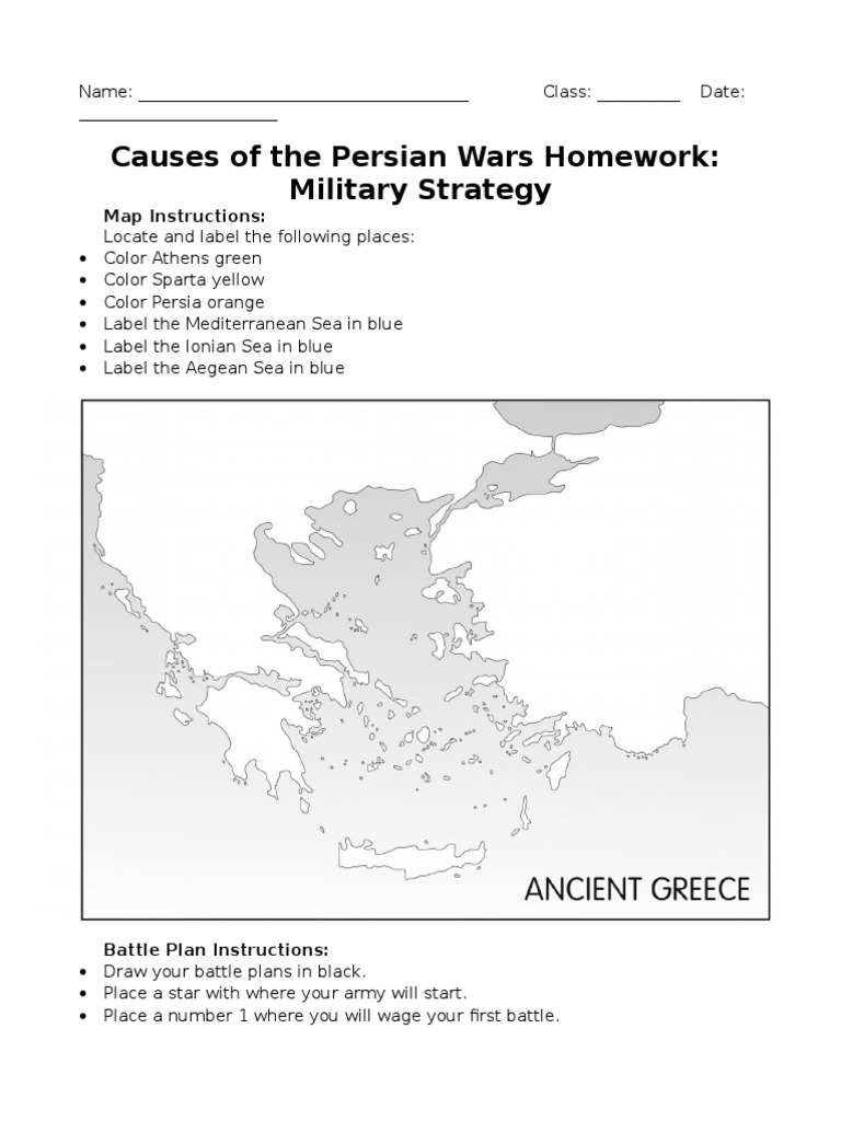 Causes of The Persian Wars Homework: Military Strategy: Map ...