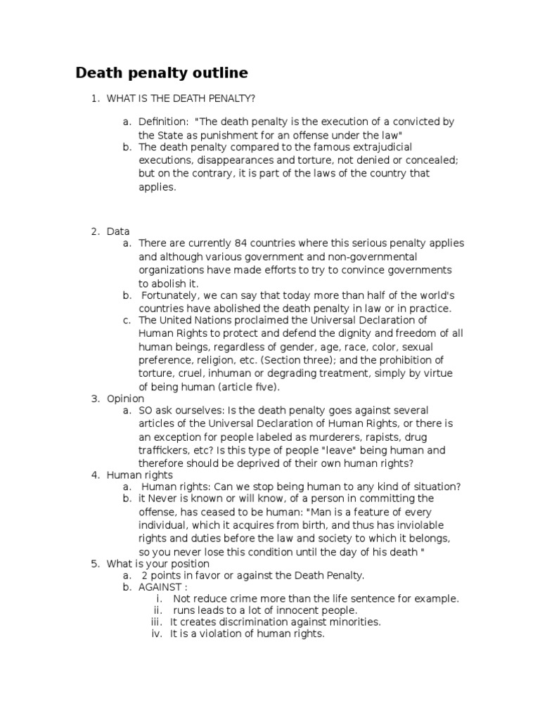 Death Penalty Outline | PDF | Capital Punishment In The United States ...