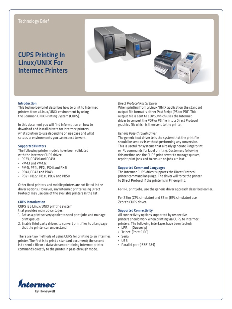 CUPS Printing in Linux UNIX For Intermec Printers Tech Brief | PDF ...