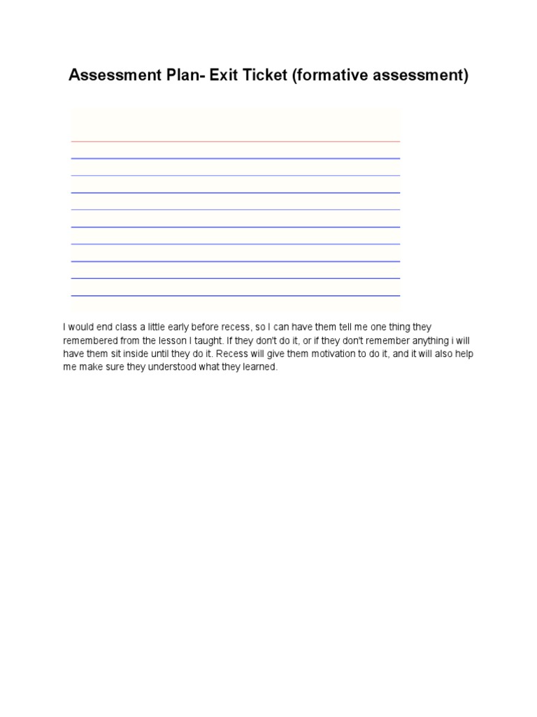 Formative Assessment Exit Ticket Plan | PDF