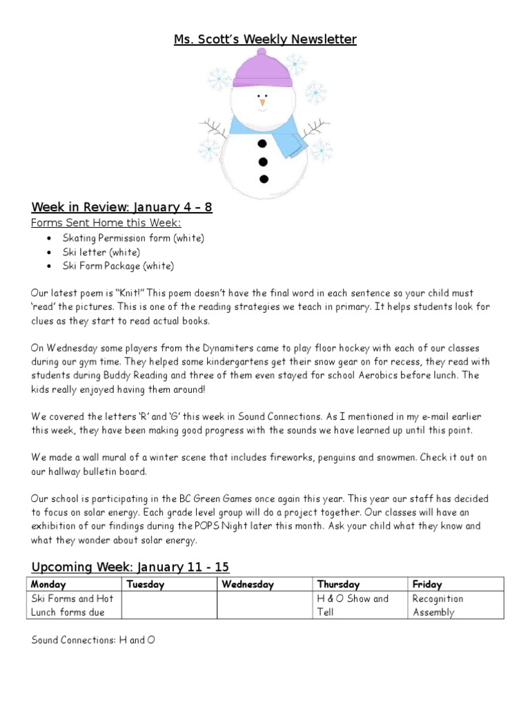 Weekly Newsletter: January 4-8 Highlights | PDF