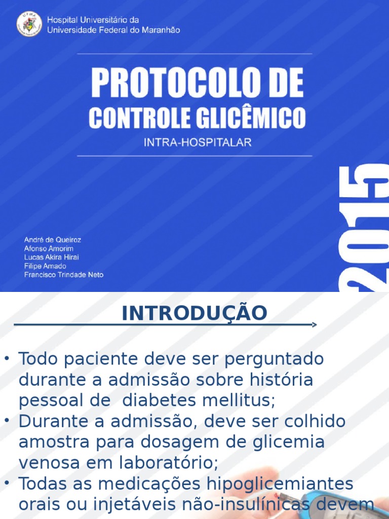 Protocolo de Controle Glicêmico | PDF | Hipoglicemia | Diabetes mellitus
