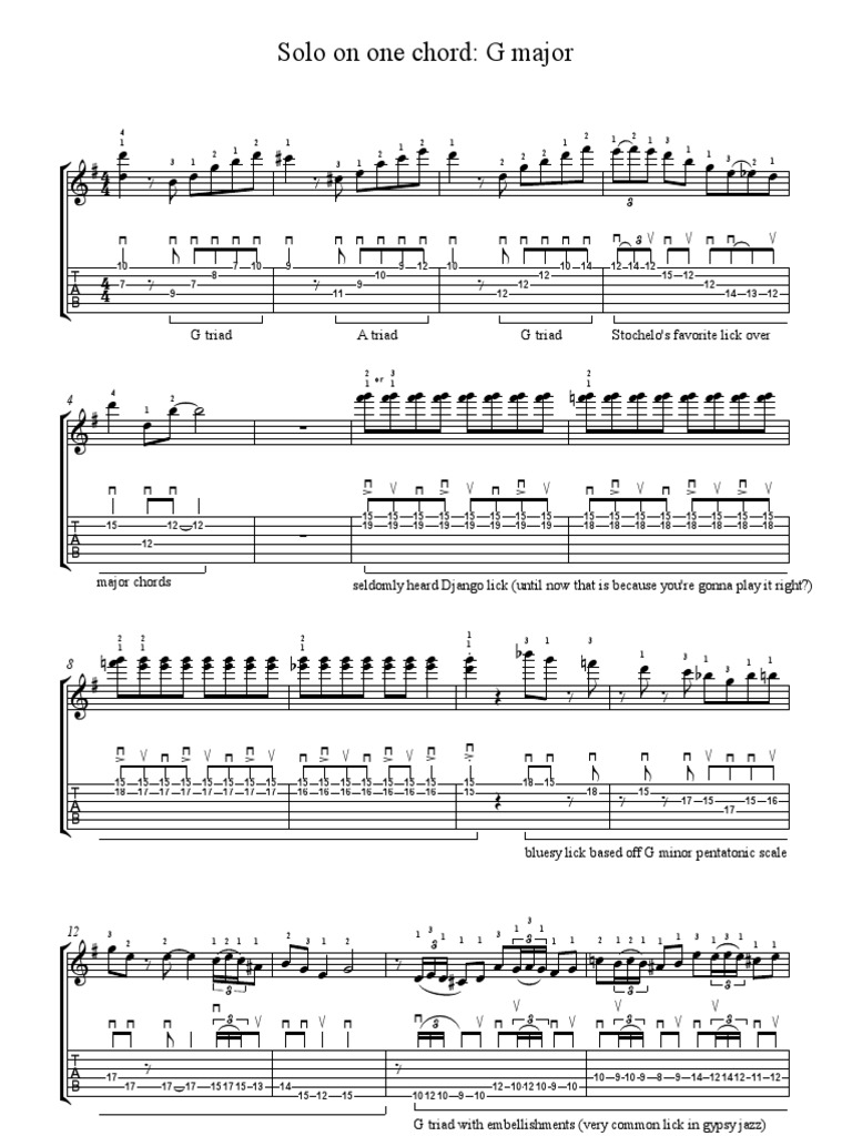 G Major Licks | Download Free PDF | Musicology | Musical Compositions