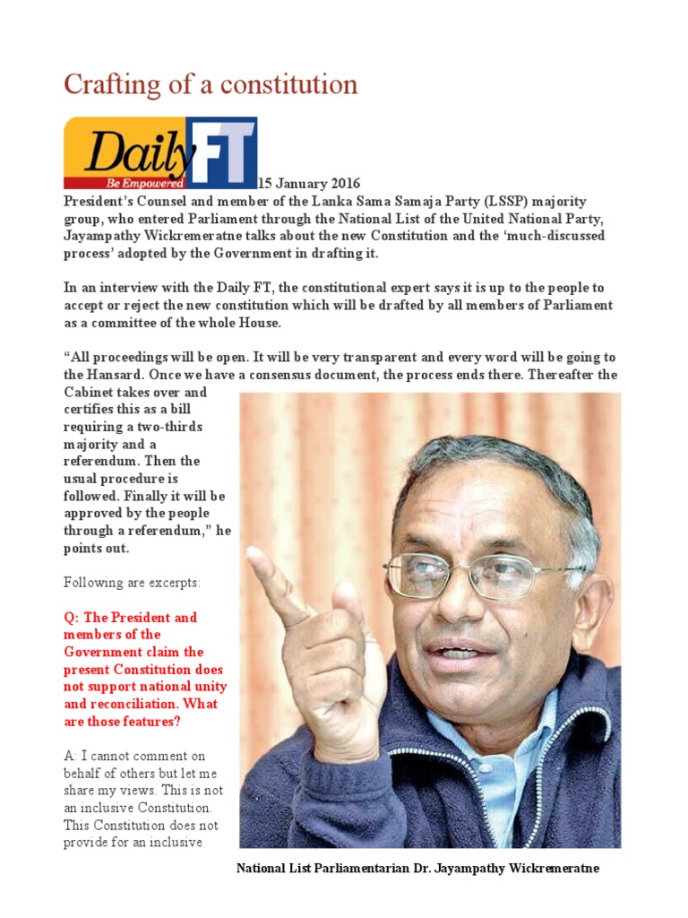 Crafting of A Constitution | PDF | Supermajority | Constitution