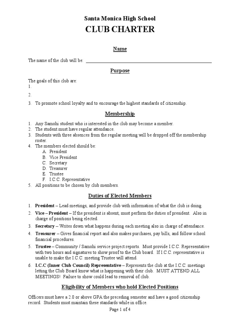 Club Charter: Santa Monica High School | PDF | Constitutional Amendment ...