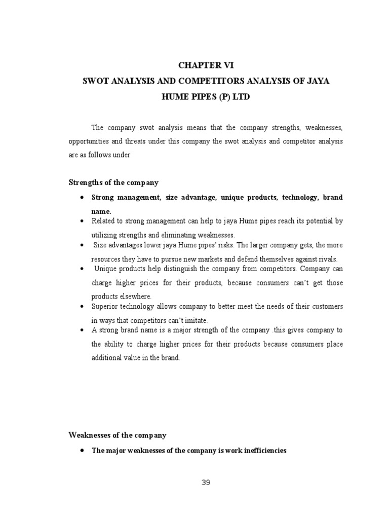 13 Chapter V (Swot Analysis and Compitetor Analysis) | PDF | Swot ...