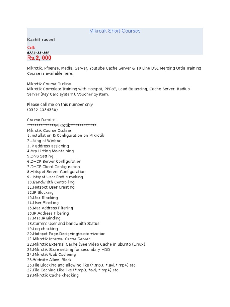 Mikrotik Short Courses | PDF | Ip Address | Domain Name System