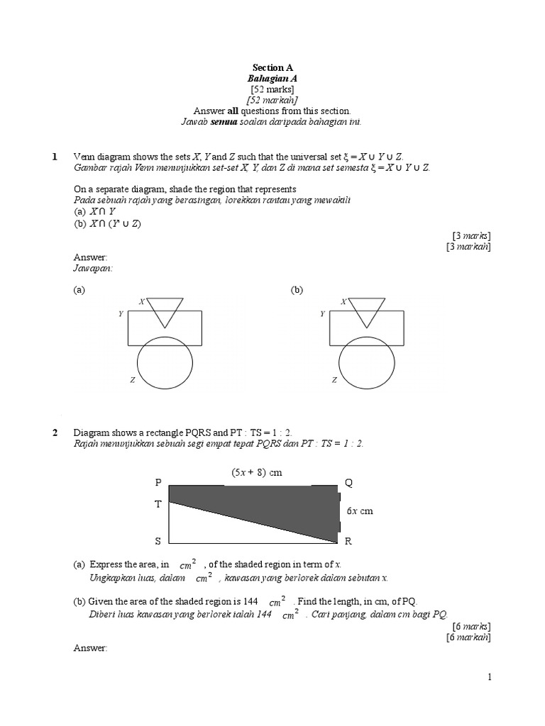 Soalan Matematik Tingkatan 5 Kertas 2 | PDF