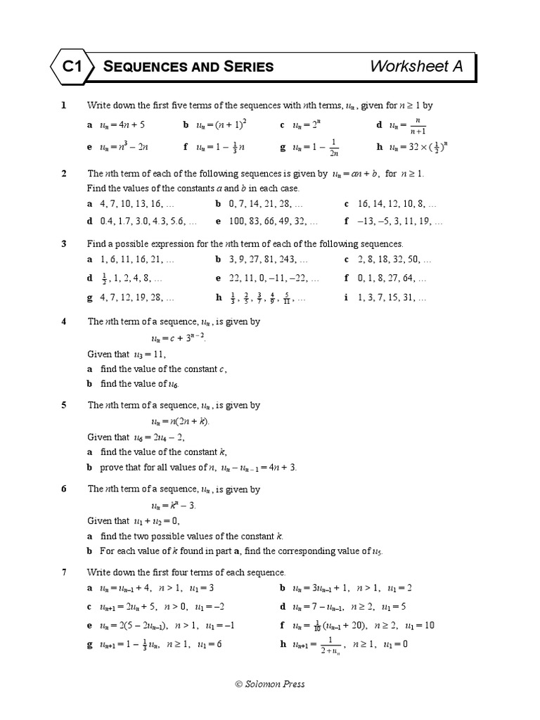 C1 Sequences and Series - Questions PDF | PDF | Summation | Numbers