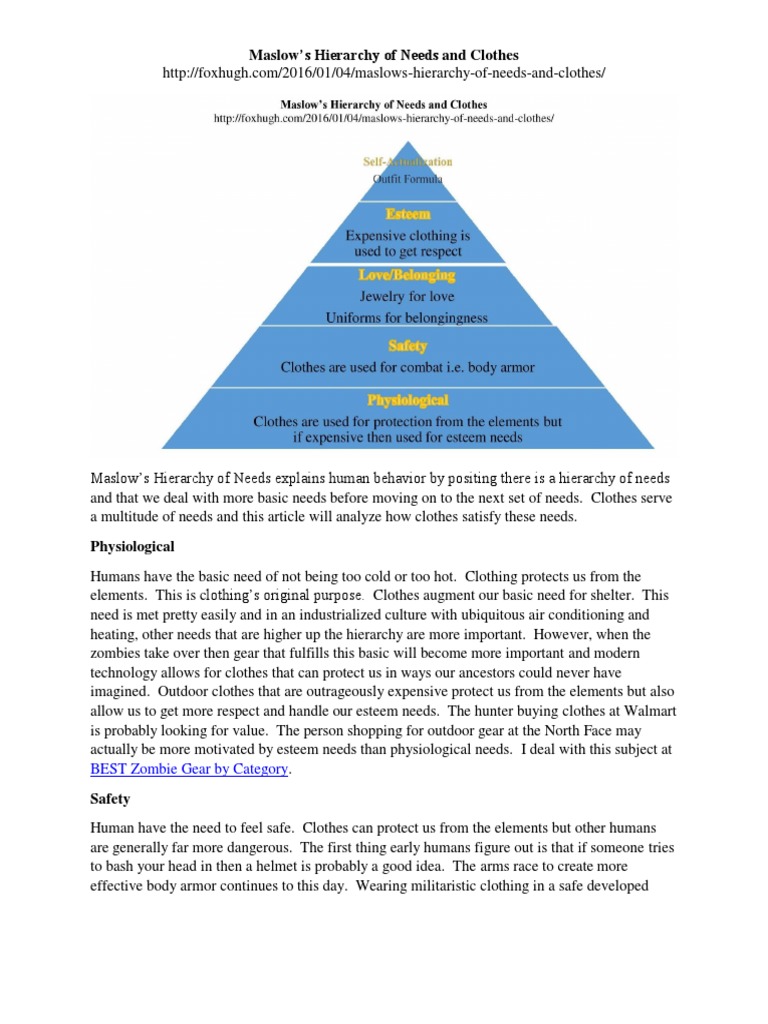 Maslow and Fashion | PDF | Clothing | Behavioural Sciences